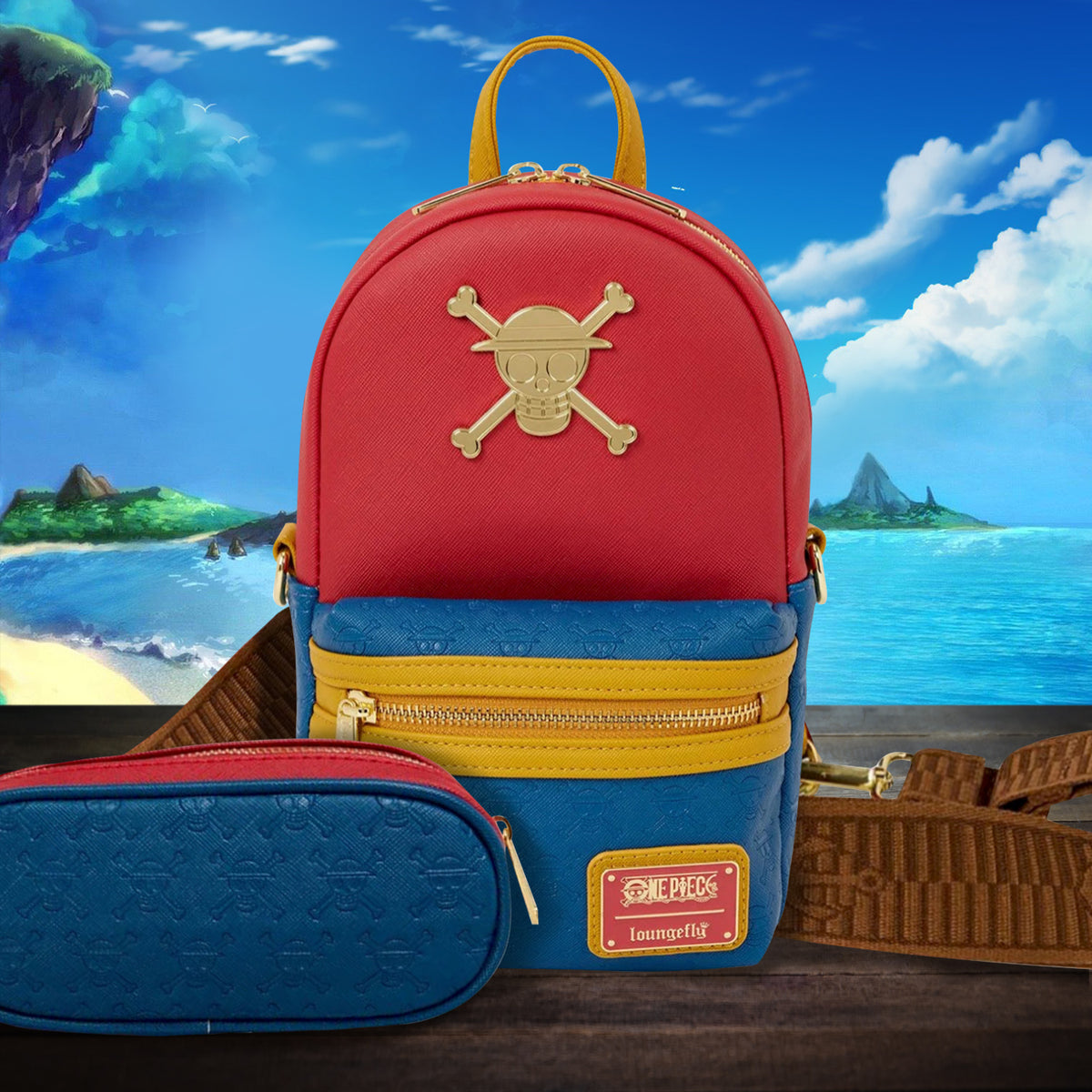 One Piece Straw Hat Gang Sling Bag – Crossbody with Charm – Stands